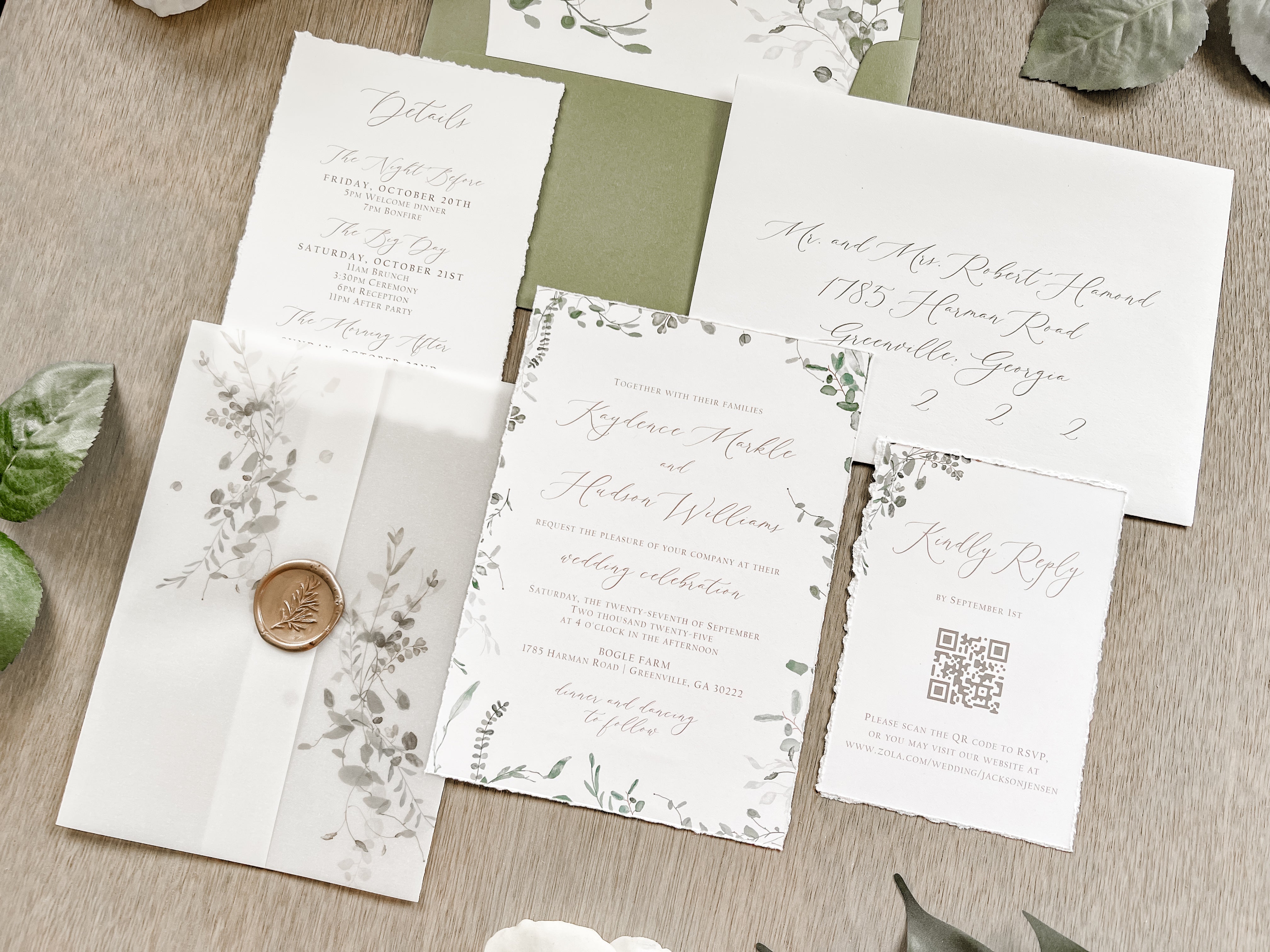 Greenery Wedding Invitations | Botanical & Nature-Inspired Designs ...
