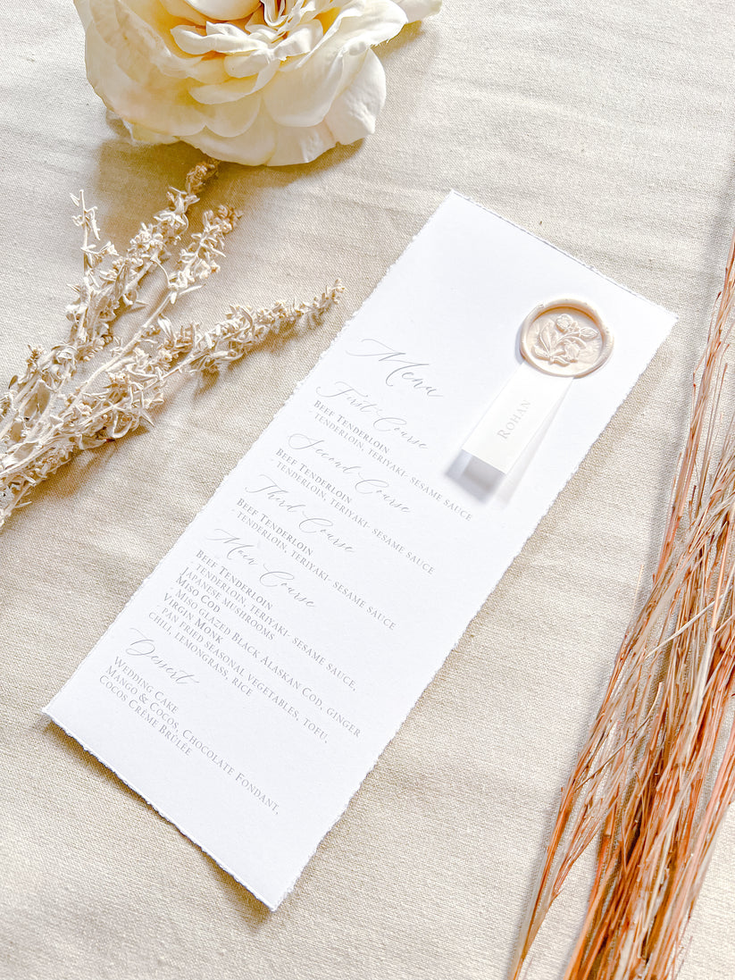 Wedding Menus with Vellum Place Card and Deckled Edging – Creative ...