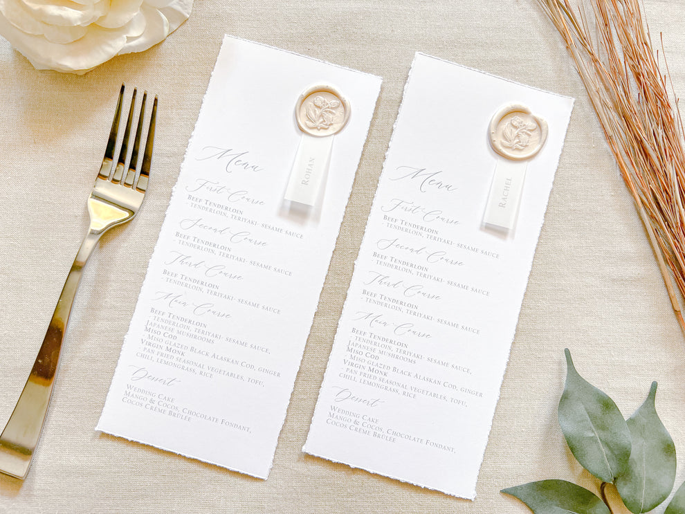 Wedding Menus with Vellum Place Card and Deckled Edging – Creative ...