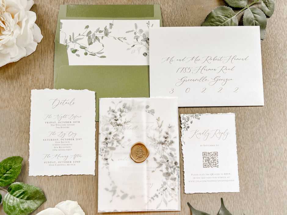 Greenery Wedding Invitations | Botanical & Nature-Inspired Designs ...