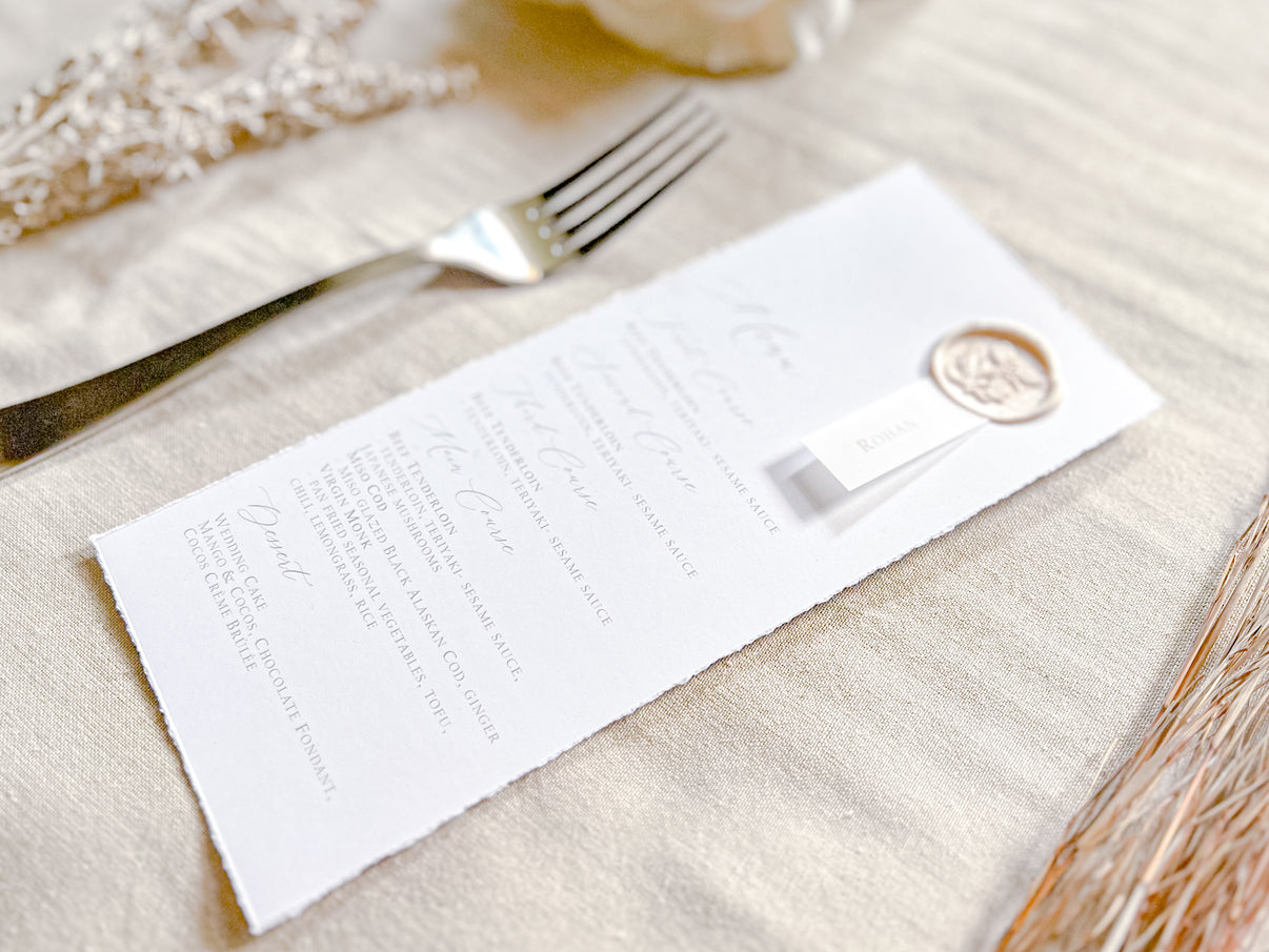 Wedding Menus with Vellum Place Card and Deckled Edging – Creative ...